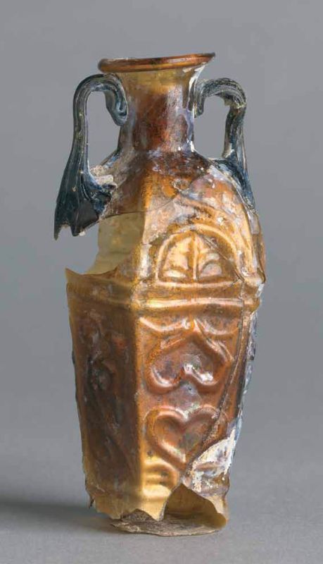 Hexagonal flask with plant motif, possibly from Ennion’s workshop | The ...