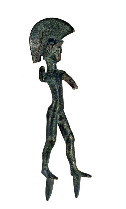 Athena-Neith, the war goddess of the city of Sais, holding a statue of ...