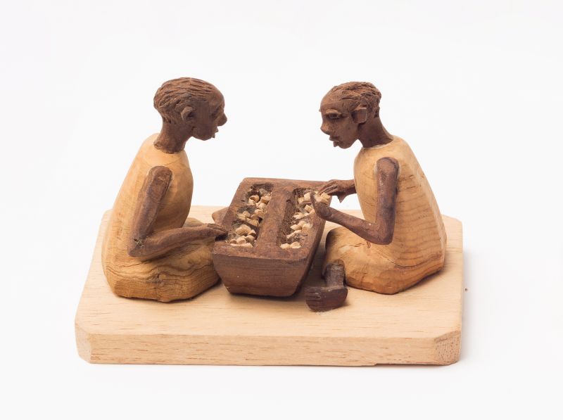 Sculpture of two men playing mancala | The Israel Museum, Jerusalem